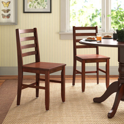 Andover Mills Adonis Solid Wood Ladder Back Side Chair in Antique ...