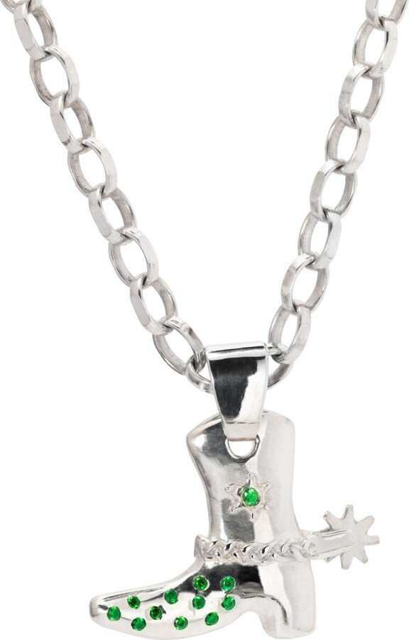 Sade Blake Men's Silver Cowboy Boot Necklace - Green Stone - ShopStyle ...