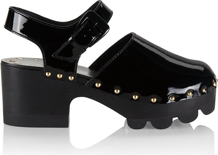 Tory Burch Patent Leather Ankle-Strap Stud Clogs - ShopStyle