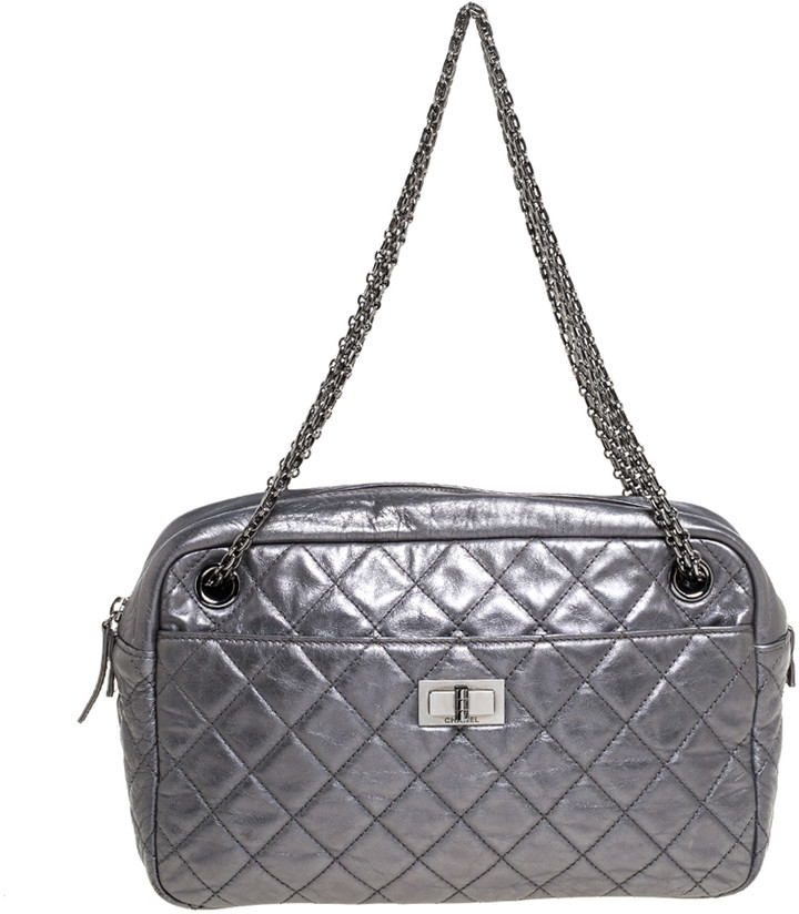 Chanel Metallic Gun Metal Quilted Leather Reissue 2.55 Camera Bag ...