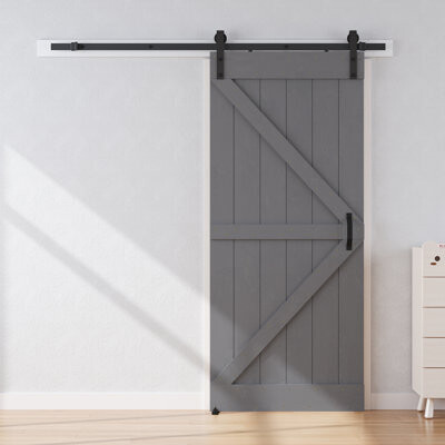 LDB_BUILDING Solid Wood Paneled Barn Door with Installation Hardware ...