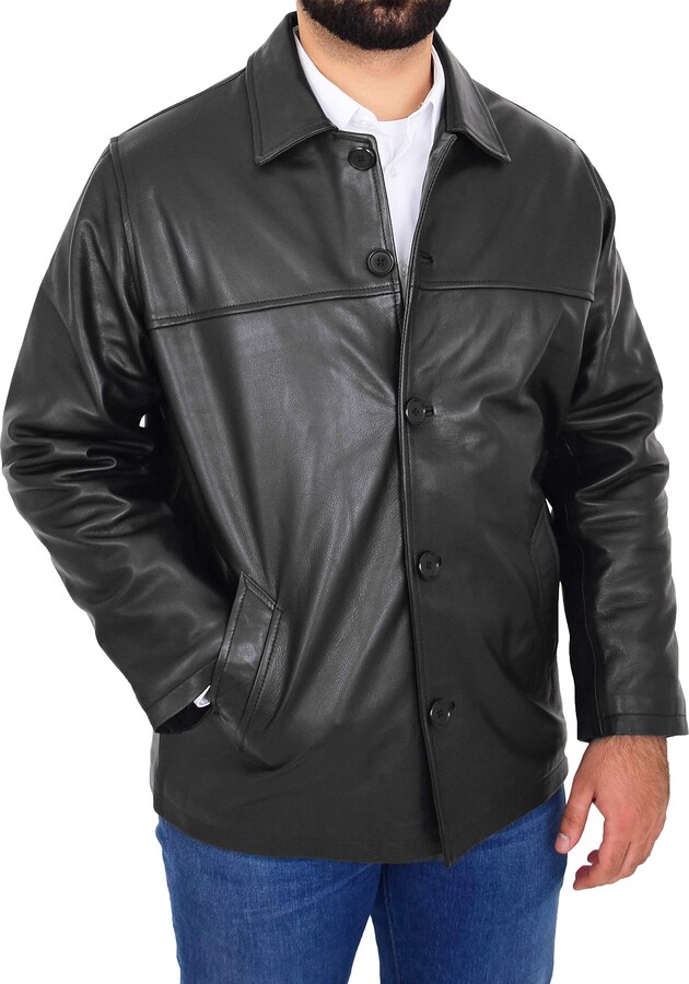 A1 FASHION GOODS Gents Real Black Leather Button Box Jacket Classic ...