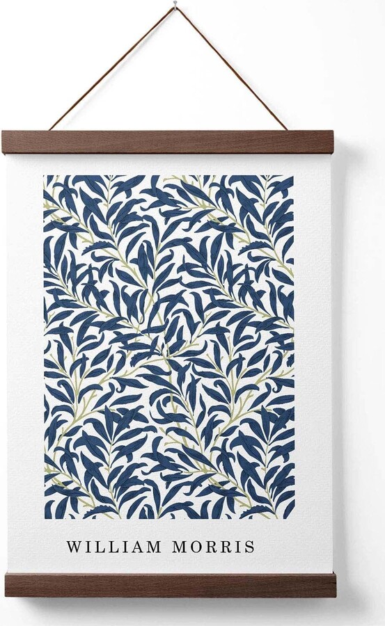 ARTZE Vintage William Morris Navy Willow Pattern Poster with Walnut ...