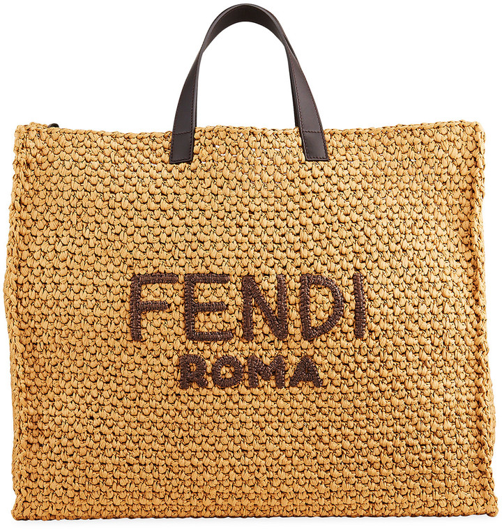 Fendi Men's Roma Raffia Tote Bag - ShopStyle