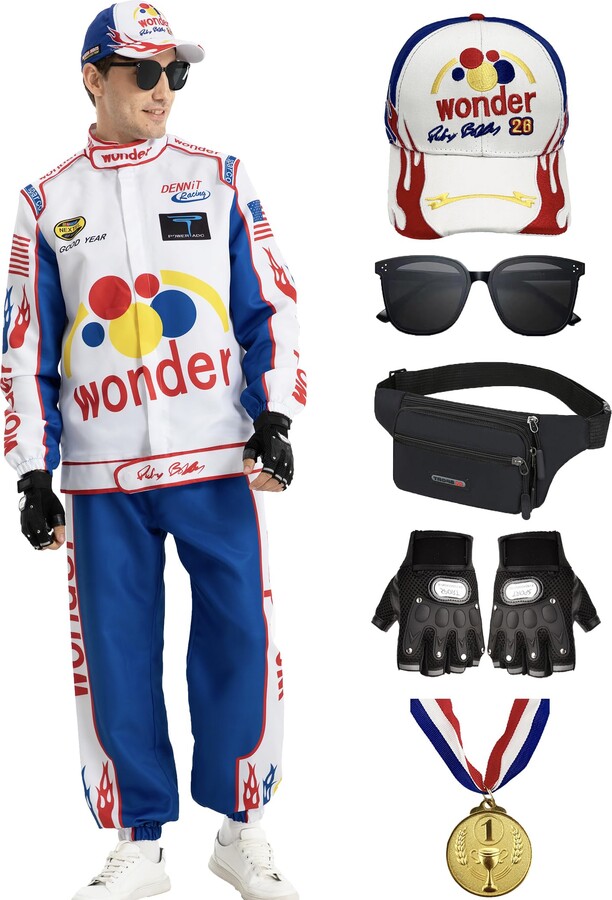 PTXZEQ Ricky Bobby Costume Talladega Nights Costume Racer Car Driver Cosplay Outfit Jacket ...