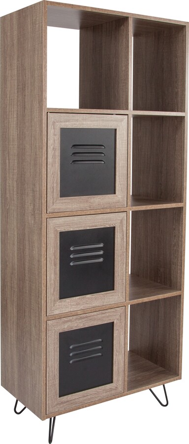 Lancaster Home 63"H 5 Cube Rustic Storage Organizer Bookcase with Metal ...