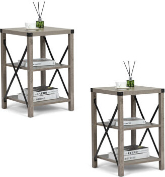 New Classic Farm Style X Shape Metal Support Wooden Sofa Side Table ...