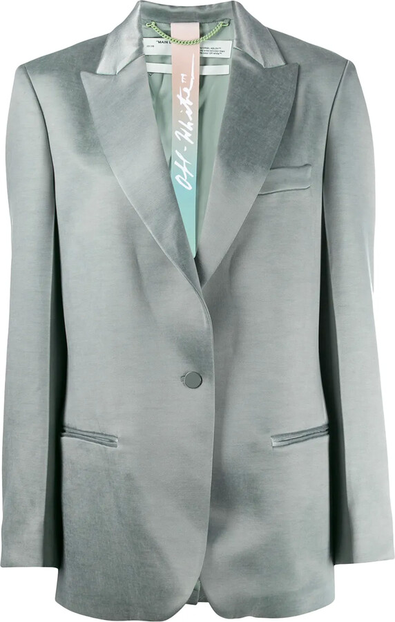 Off-White Satin Blazer - ShopStyle