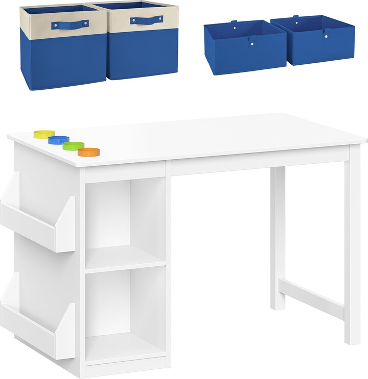 RiverRidge Kids Art Activity Table with 4 Blue Storage Bins & Book ...