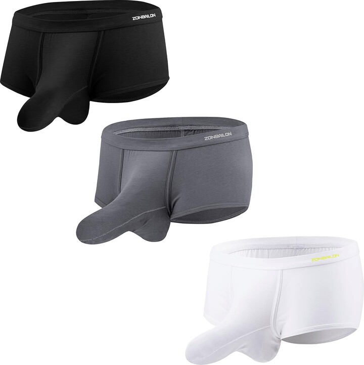 JINSHI Ball Pouch Underwear for Men Bulge Enhancing Dual Pouch Low Rise ...