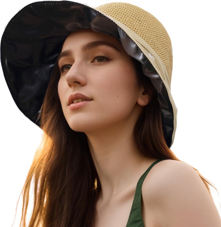 361° Womens Straw Hats Wide Brim Summer Visor Beach Golf Sun Hat Packable UPF UV Foldable Travel ...