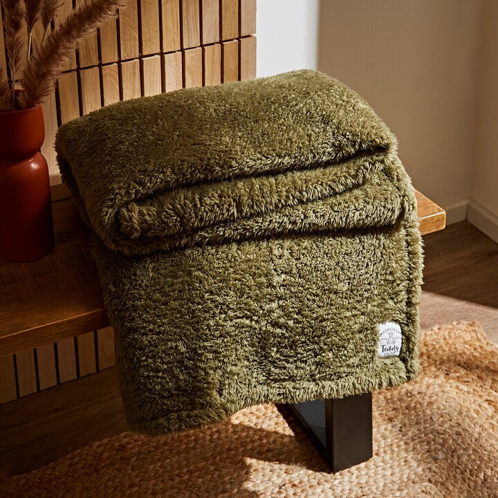 Dunelm Green Teddy Bear Throw 130cm x 170cm Green - ShopStyle