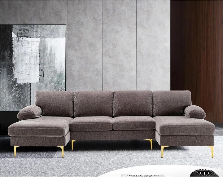 GREATPLANINC Chenille Soft Accent Sofa Set U-shape 4-6 Seats Sectional ...
