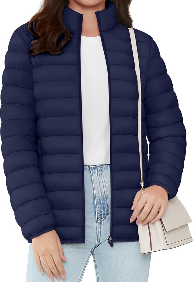 TACVASEN Womens Quilted Jacket Casual Winter Full Zip Jackets Outdoor ...