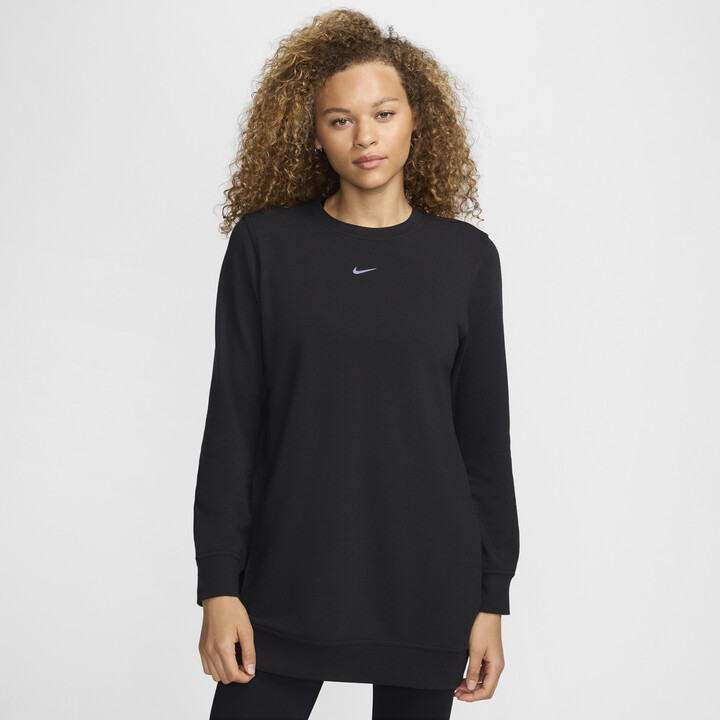 Nike Women's Dri-FIT One Crew-Neck French Terry Tunic in Black ...