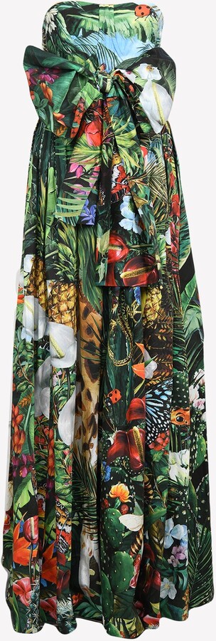Dolce & Gabbana Jungle Print Strapless Maxi Dress - ShopStyle