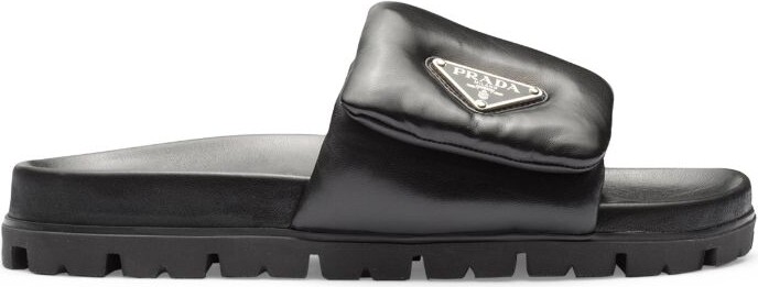 Prada Padded Leather Slides - ShopStyle Sandals