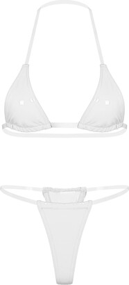 CHICTRY Womens Sexy Transparent Strap Micro Bikini Set Bra Top Thong ...