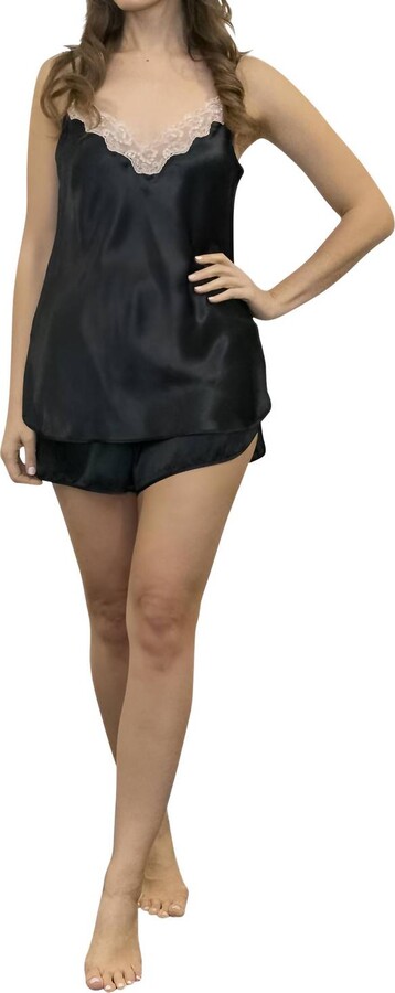 Shadowline Lingerie Satin Cami & Tap Pant Set In Black - ShopStyle Pajamas