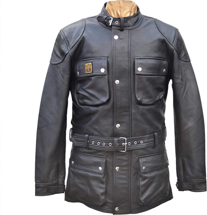 Goldtop 4-Pocket Patrol Leather Motorcycle Jacket - Black | Armoured ...
