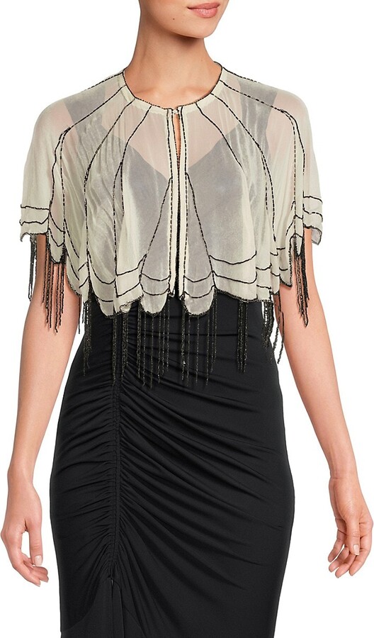 Saachi Beaded Scalloped Capelet - ShopStyle Tops