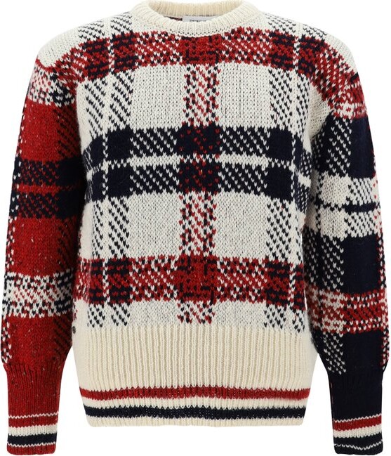 Thom Browne Tartan Printed Ribbed Pullover - ShopStyle Crewneck Sweaters
