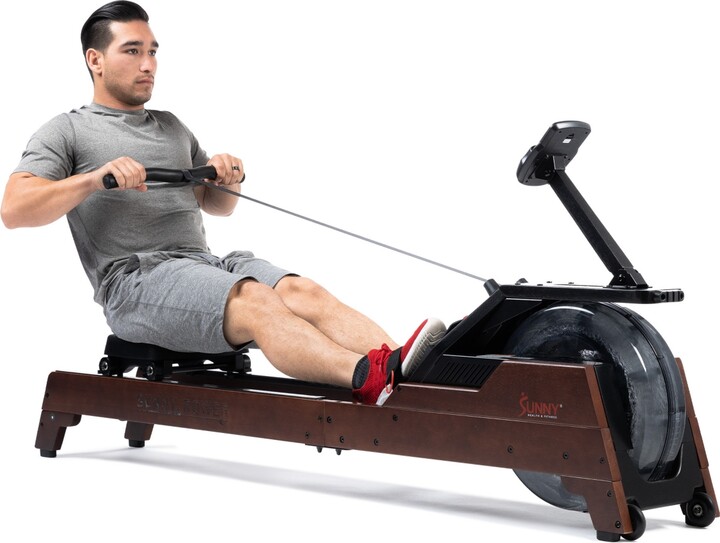 Sunny Health & Fitness Elite Wooden Water Rowing Machine with Vertical ...
