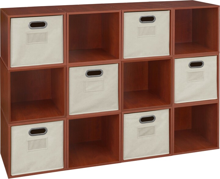 Regency Noble Connect Storage Set - 12 Cubes and 6 Canvas Bins- Cherry ...