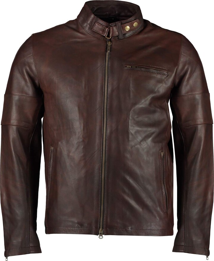 Charlie LONDON Mens Daytona Vintage Brown Classic Style Leather Jacket ...