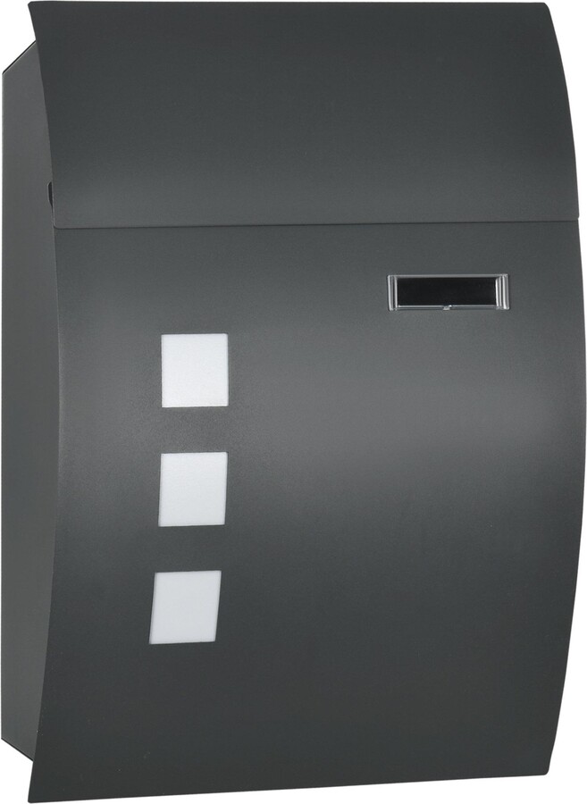 HOMCOM Wall Mounted Letter Box Modern Mailbox with 2 Keys Nameplate ...