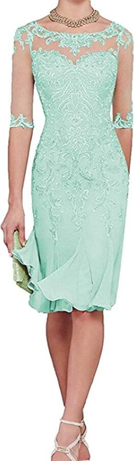 Snow Lotus Women's Appliques Tea Length Mermaid Mother of The Bride ...