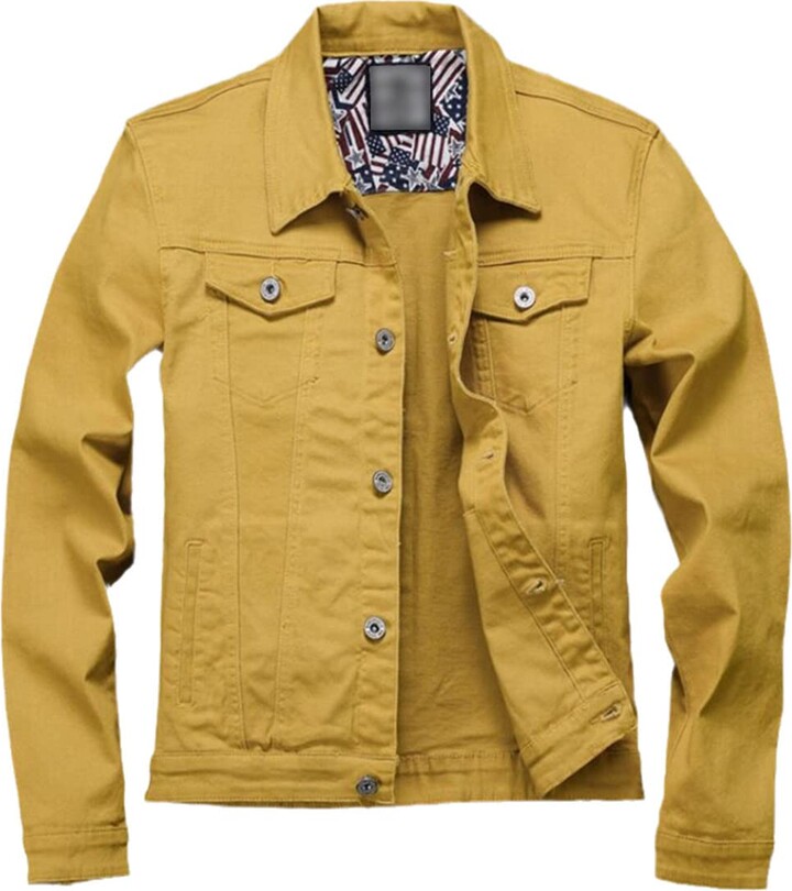 Kelsiop Men's Fall Denim Jacket Slim Fit Street Hip Hop Bomber Jacket ...