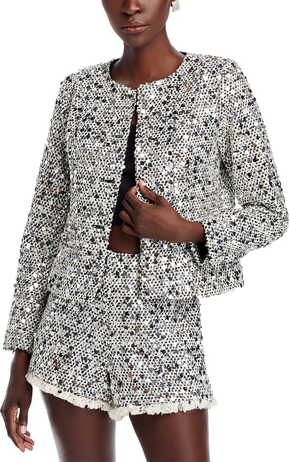 Aqua Sequin Tweed Jacket - Exclusive - ShopStyle