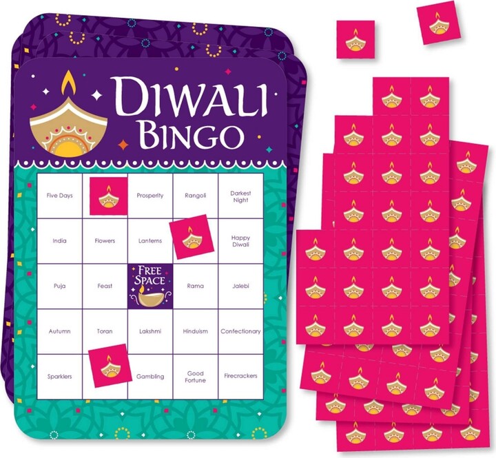 Big Dot of Happiness Happy Diwali - Bingo Cards and Markers - Festival ...