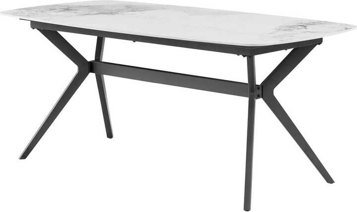 Simplie Fun Modern Horse Belly Shape Dining Table With Metal Base ...