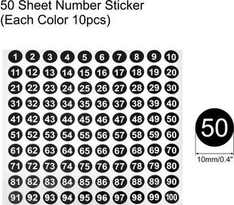 Unique Bargains Number Stickers, 1-100 Round Number Labels Sticker 5 Colors, 50 Sheets - 5 ...