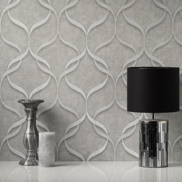 Dunelm Milano Wave Grey Vinyl Wallpaper Grey and White - ShopStyle