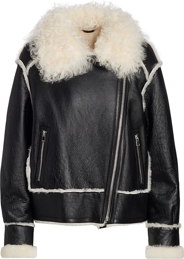 Julia & Stella For Maximilian Leather Shearling-Trimmed Moto Jacket ...