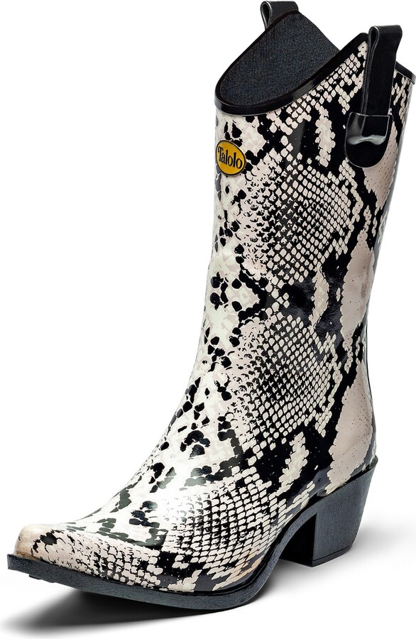 Talolo Boots Bandy Snake Black & White Cowboy Boot Wellies - ShopStyle