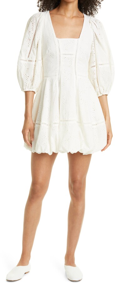 Jonathan Simkhai Brynn Broderie Anglaise Puff Sleeve Bubble Hem ...