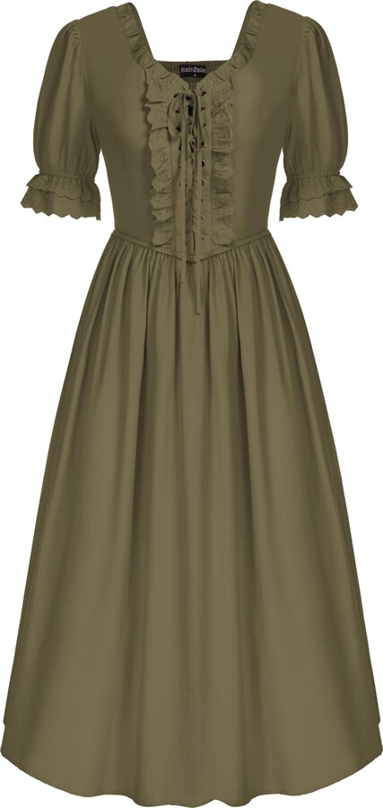 SCARLET DARKNESS Womens Green Medieval Renaissance Vintage Dress ...