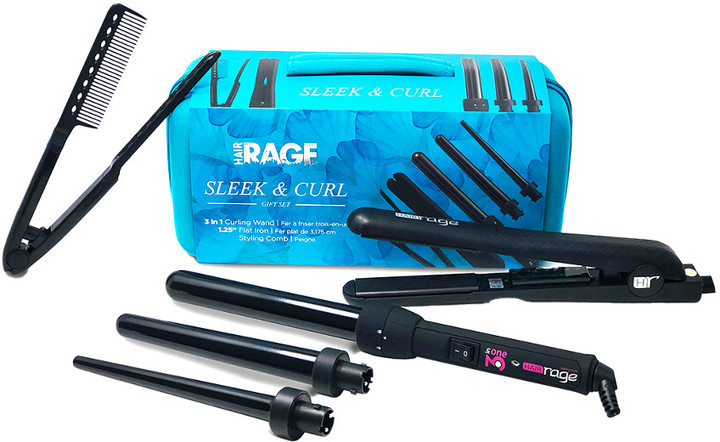 Cortex Hair Rage Sleek & Curl Gift Set - 3-In-1 Curling Iron & Flat ...