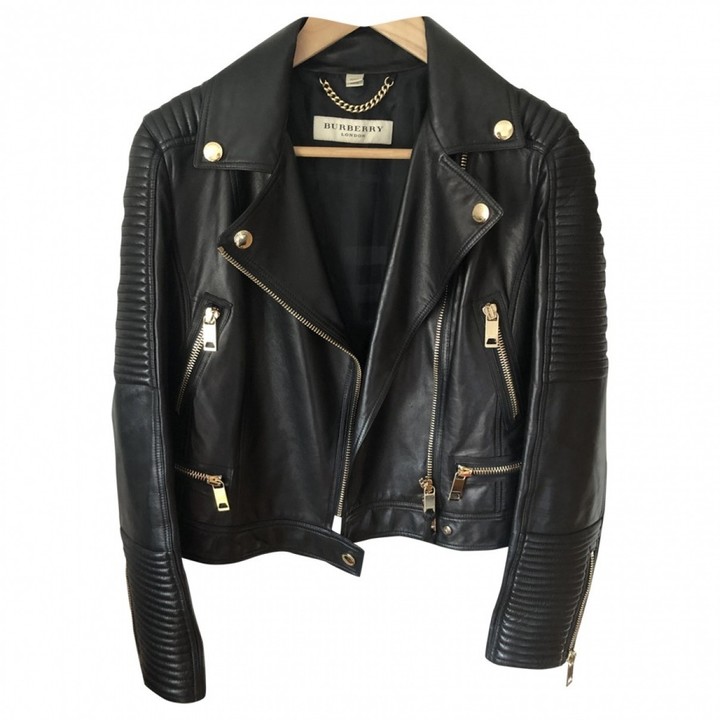 Burberry Black Leather Jackets - ShopStyle