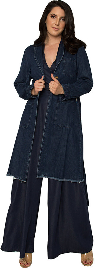 Standards & Practices Denim Robe Long Sleeves Collared Jacket - ShopStyle