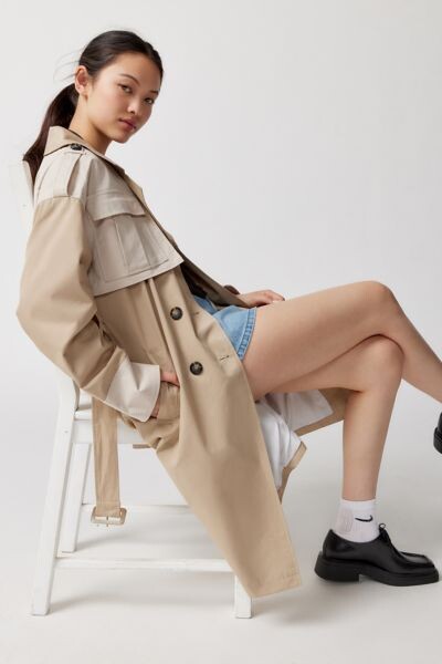 Noize Frederique Colorblock Trench Coat - ShopStyle