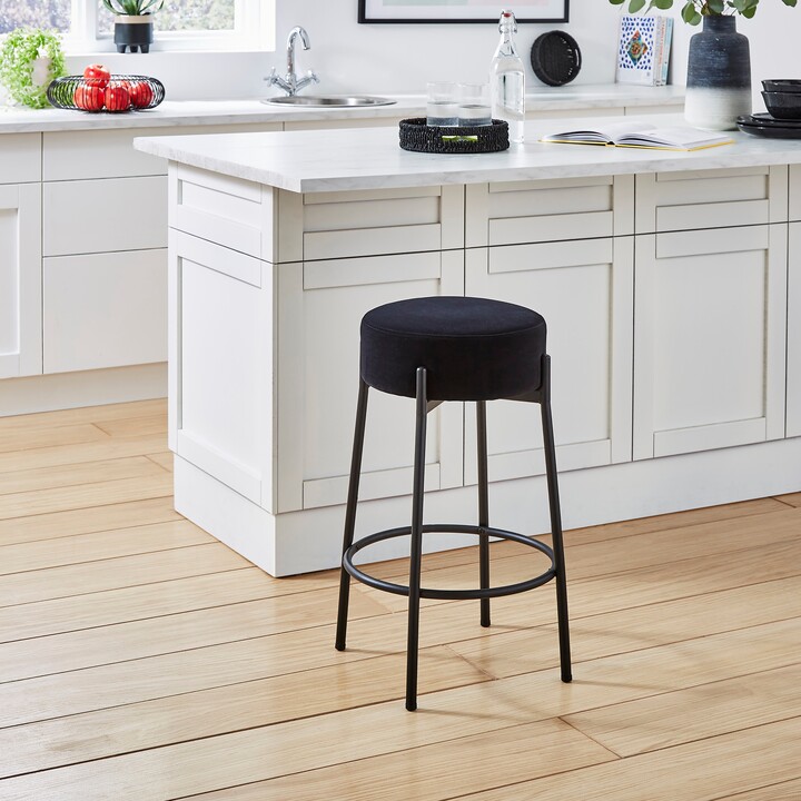 Dunelm Alexis Velvet Bar Stool Black - ShopStyle
