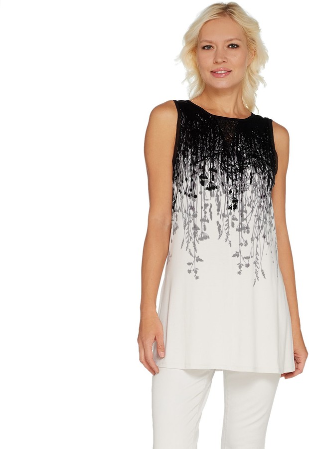 Lisa Rinna Collection Reverse Border Print Tunic - ShopStyle