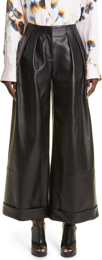 Brandon Maxwell Pleated Wide Leg Leather Pants - ShopStyle