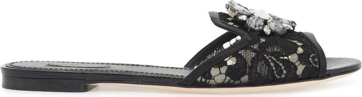 Dolce & Gabbana bianca lace slides - ShopStyle