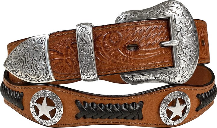 Belts.com Men's Western Ranger Star Badge Concho Braided Genuine ...